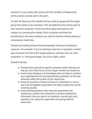 DEscriptive research questions for students writing papers | PDF | Science