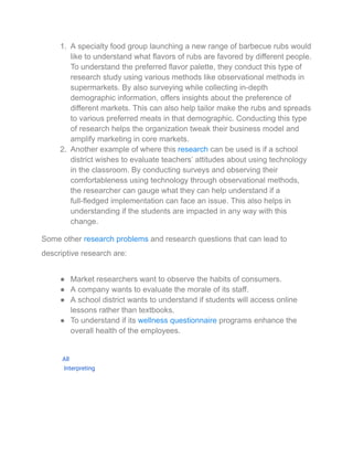 DEscriptive research questions for students writing papers | PDF | Science