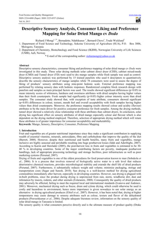 Descriptive sensory analysis, consumer liking and preference mapping for solar dried mango cv ...