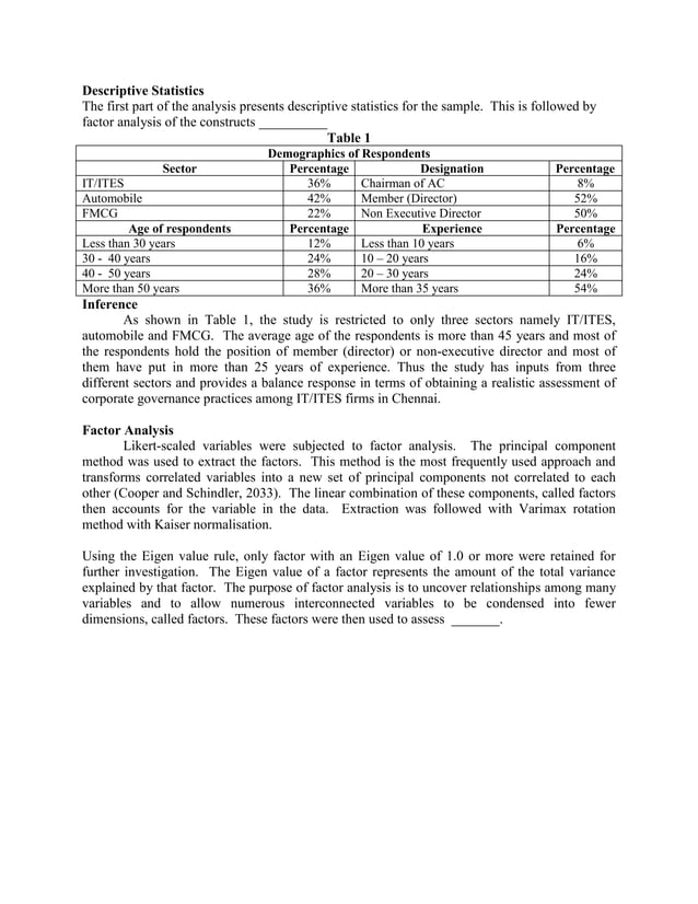 Descriptive statistics | DOCX | Business | Business and Finance