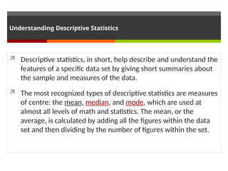 Descriptive Statistics in Research: Frequency, Percentages ...