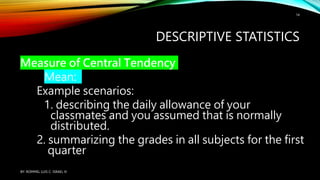 DESCRIPTIVE STATISTICS - STATISTICAL TREATMENT OF DATA | PPT