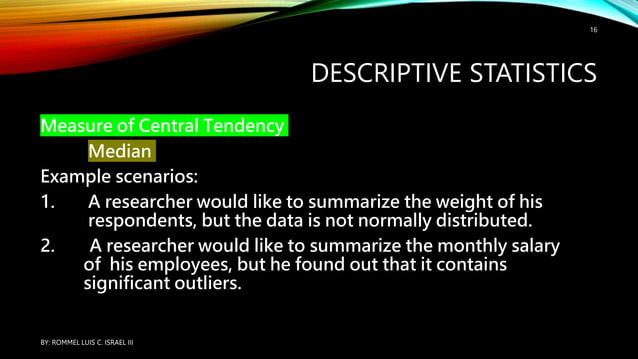 DESCRIPTIVE STATISTICS - STATISTICAL TREATMENT OF DATA | PPT