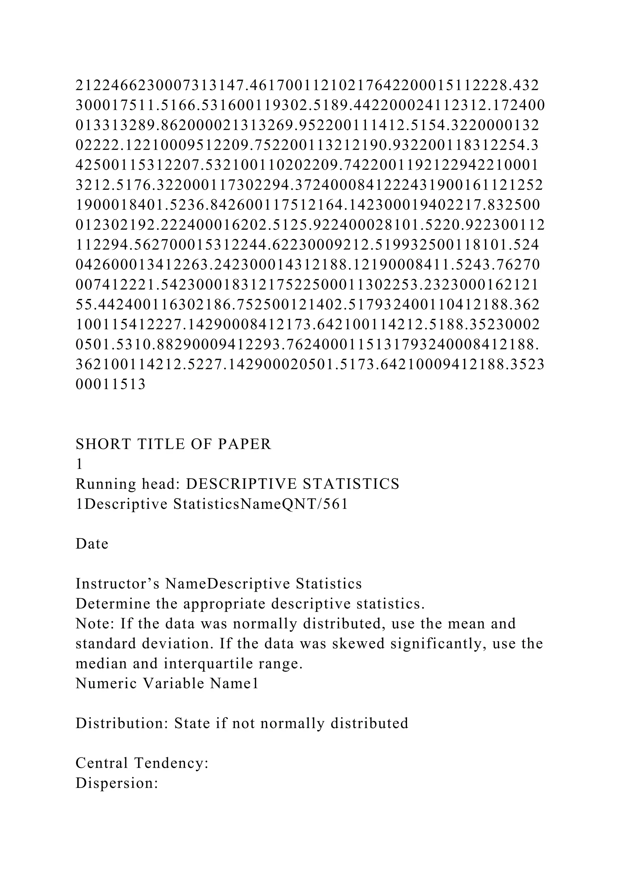 Descriptive Statistics and Interpretation ExampleQNT561 Versi.docx