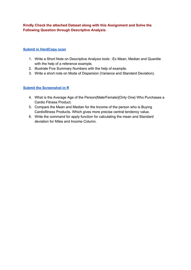 Descriptive statistics assignment | PDF