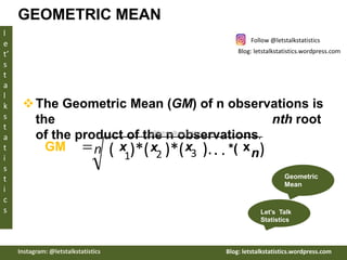 Descriptive statistics formulae Part I | PPT