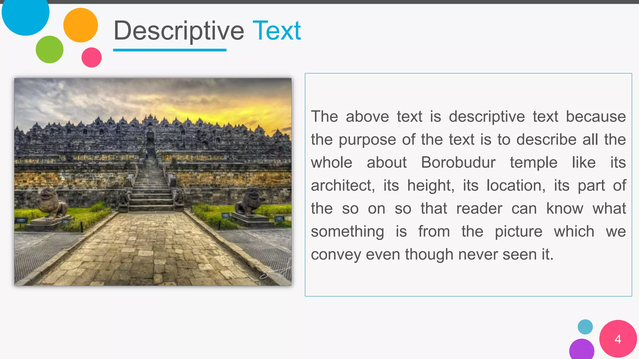 Descriptive Text - Describing Borobudur Temple | PPTX