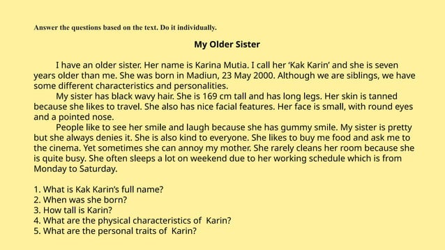 DESCRIPTIVE TEXT ABOUT PEOPLE AROUND US. | PPTX | Geography | Science