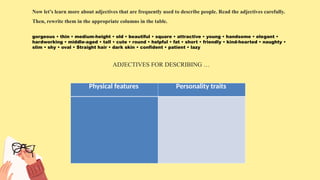 DESCRIPTIVE TEXT ABOUT PEOPLE AROUND US. | PPTX