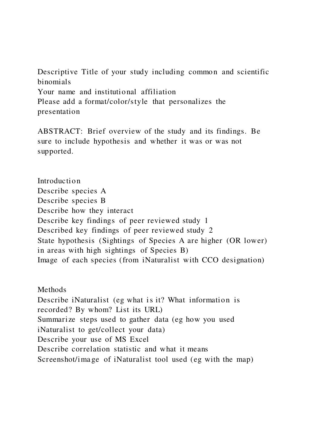 Descriptive Title of your study including common and scientific | PDF