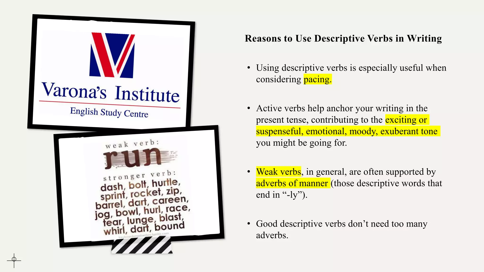 Descriptive verbs | PPSX | Homework and Study | Education