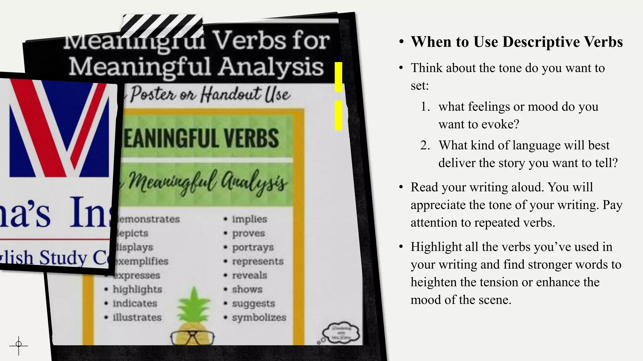 Descriptive verbs | PPSX | Homework and Study | Education