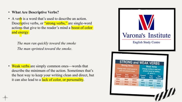 Descriptive verbs | PPSX | Homework and Study | Education