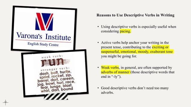 Descriptive verbs | PPSX | Homework and Study | Education
