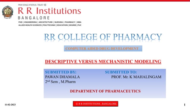 Descriptive Vs Mechanistic Modeling.pptx | Technology & Computing