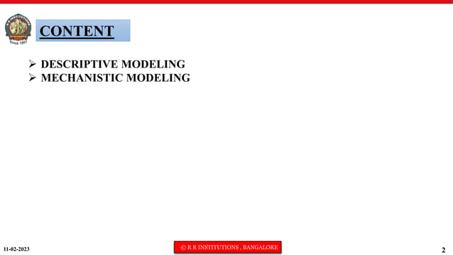 Descriptive Vs Mechanistic Modeling.pptx | Technology & Computing