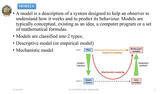 Descriptive Vs Mechanistic Modeling.pptx | Technology & Computing
