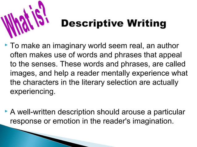 Scaffolding Descriptive writing | PPT