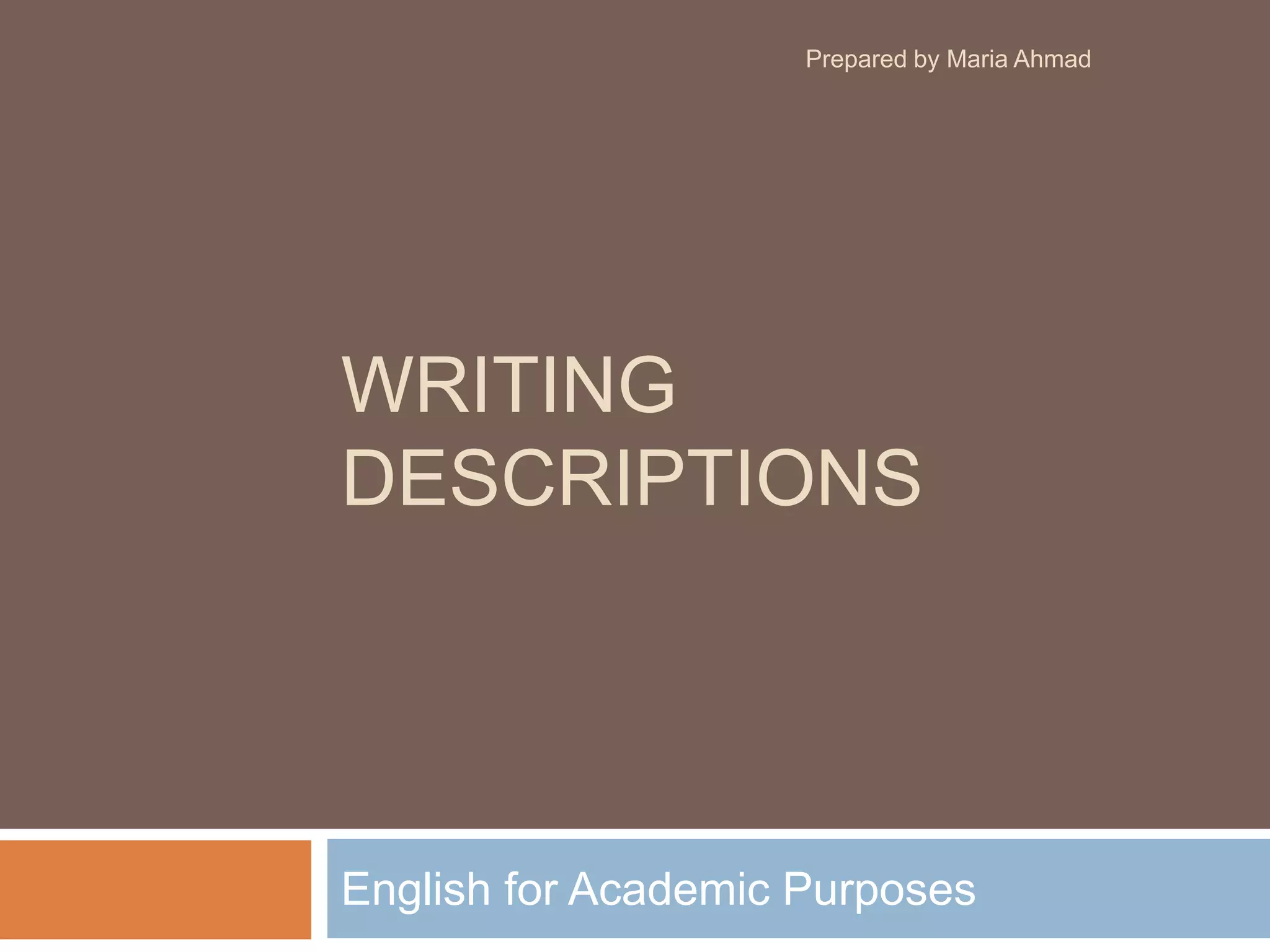 Descriptive writing | PPTX