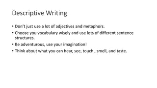 Descriptive writing | PPTX | Food & Drink