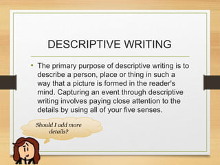 Descriptive writing by Ms. Aleen Gomes | PPTX
