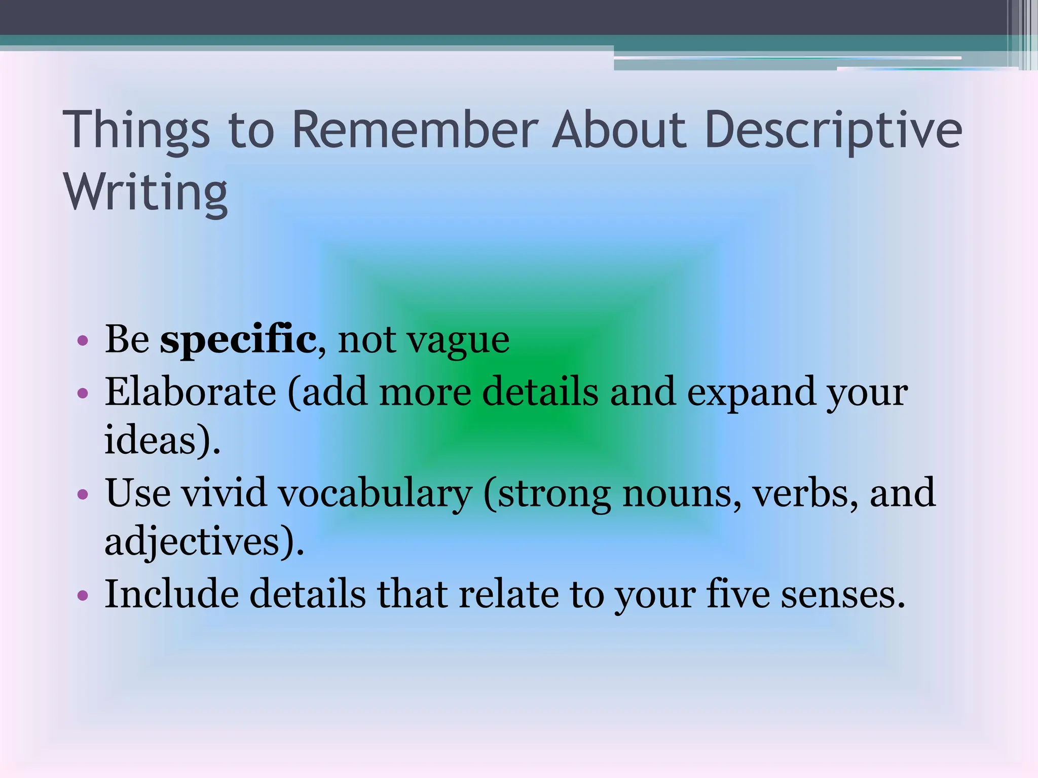 Descriptive writing: teaching descriptive writing | PPTX