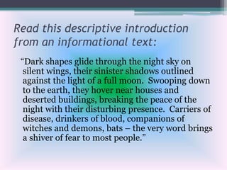 Descriptive writing: teaching descriptive writing | PPTX