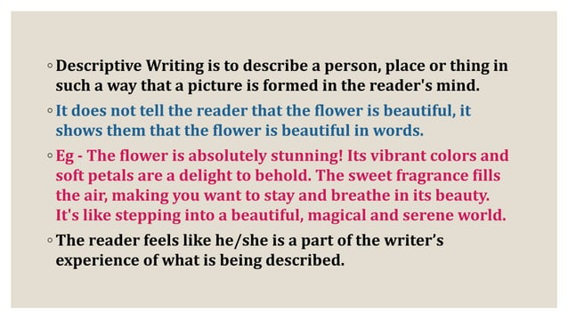 Descriptive Paragraph Writing- English Grade IX, CBSE | PPTX