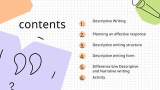 Descriptive Writing.pptx description in english sensory details | PPTX
