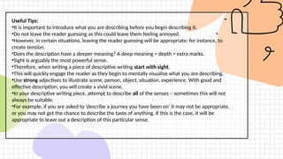 Descriptive Writing.pptx description in english sensory details | PPTX