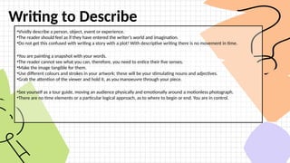 Descriptive Writing.pptx description in english sensory details | PPTX