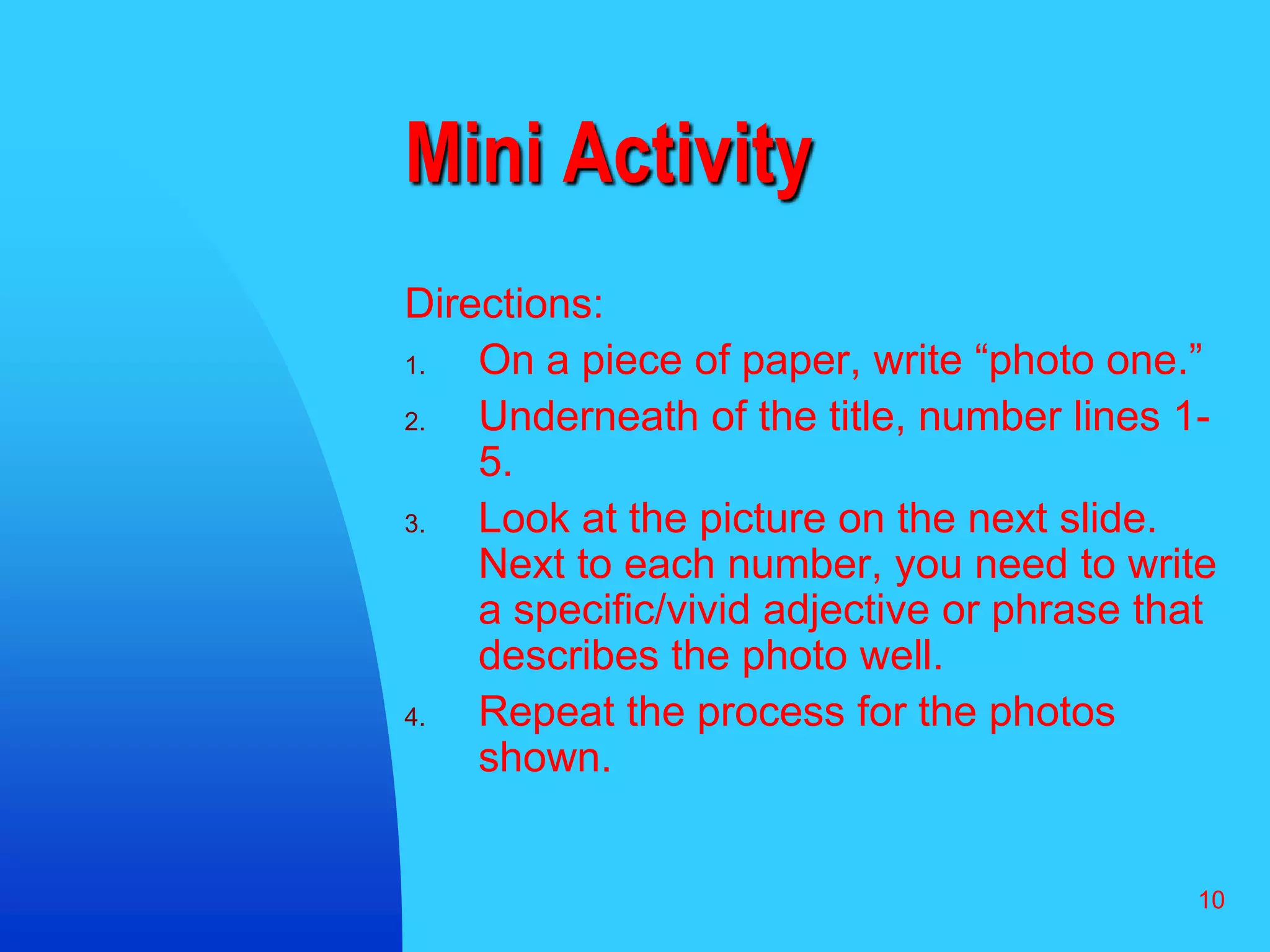 Descriptive writing 1 | PPTX