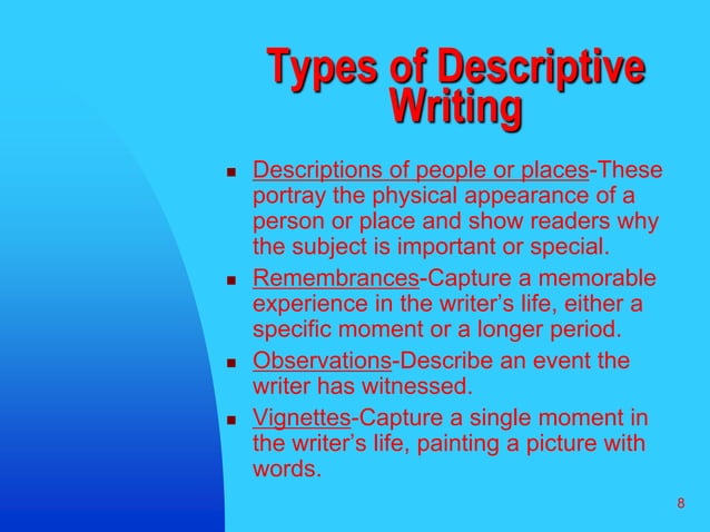 Descriptive writing 1 | PPTX | Geography | Science
