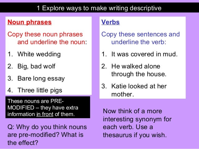 Descriptive writing