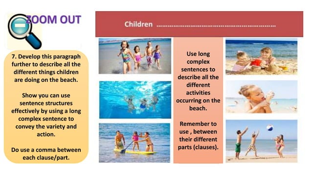 Descriptive writing beach step by step ds | PPTX