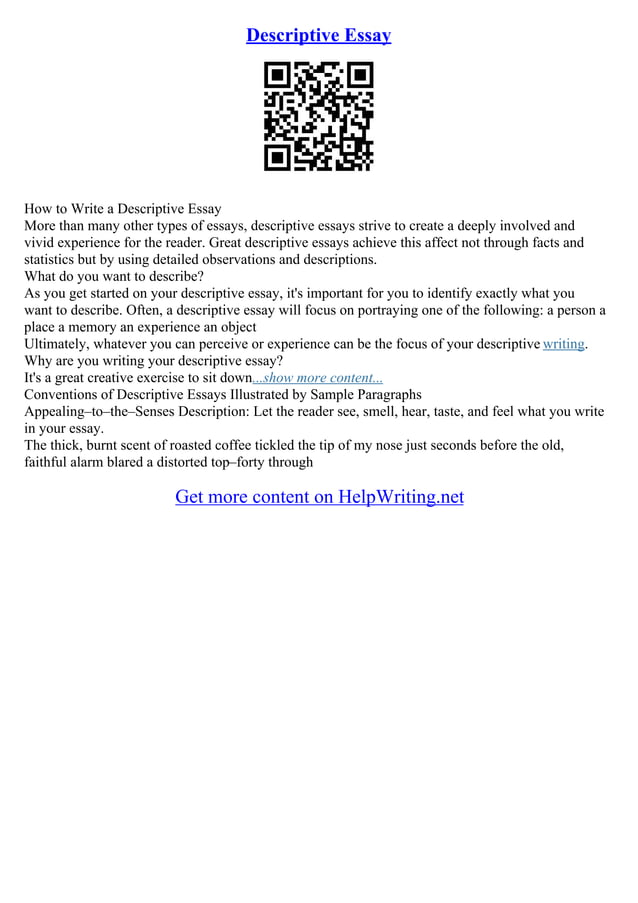 Descriptive Writing Essays Examples | PDF