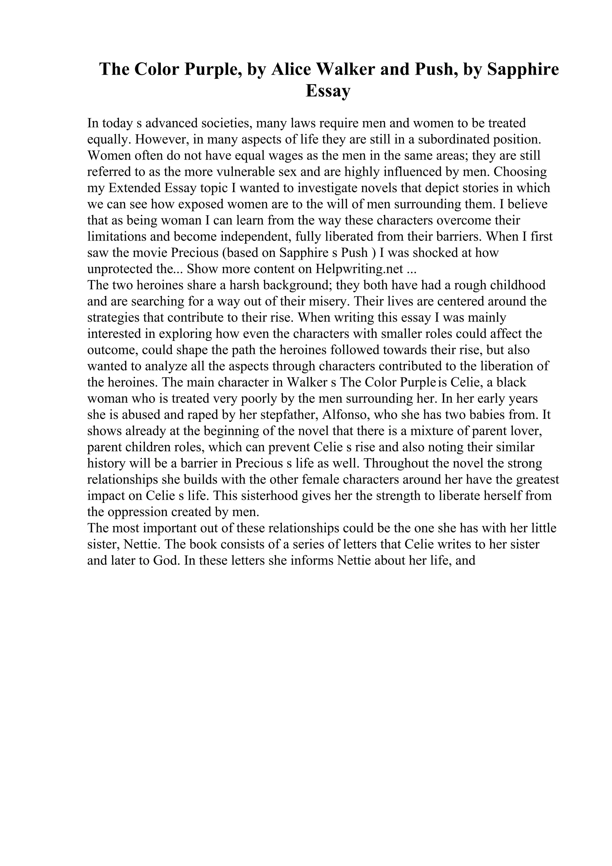 Descriptive Writing Essays Examples | PDF