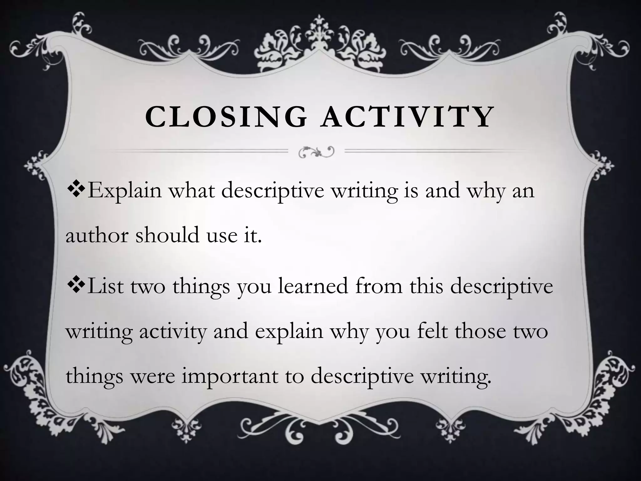 Descriptive writing power_point | PPTX