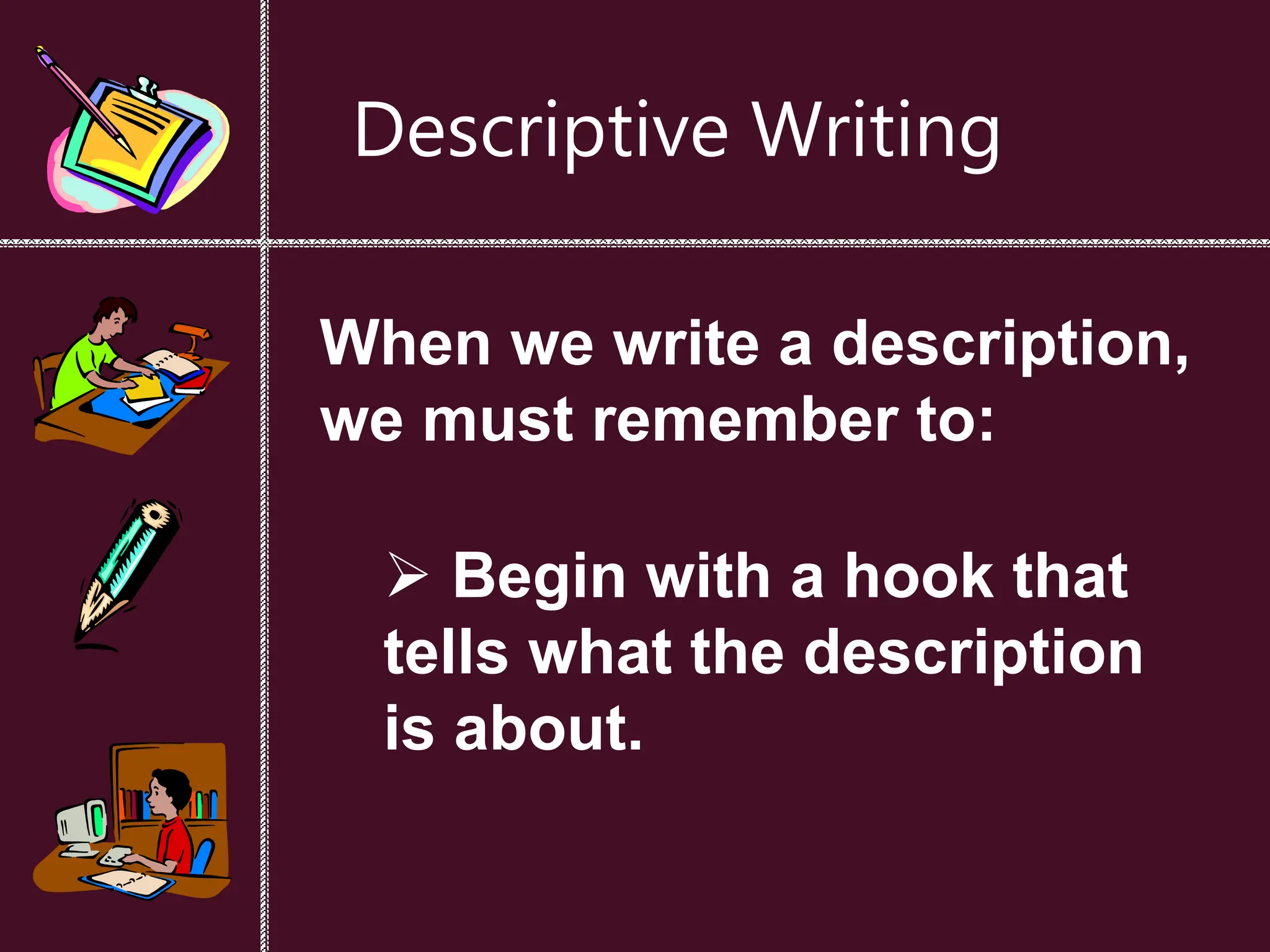 descriptive writing powerpoint.ppt for primary | PPT