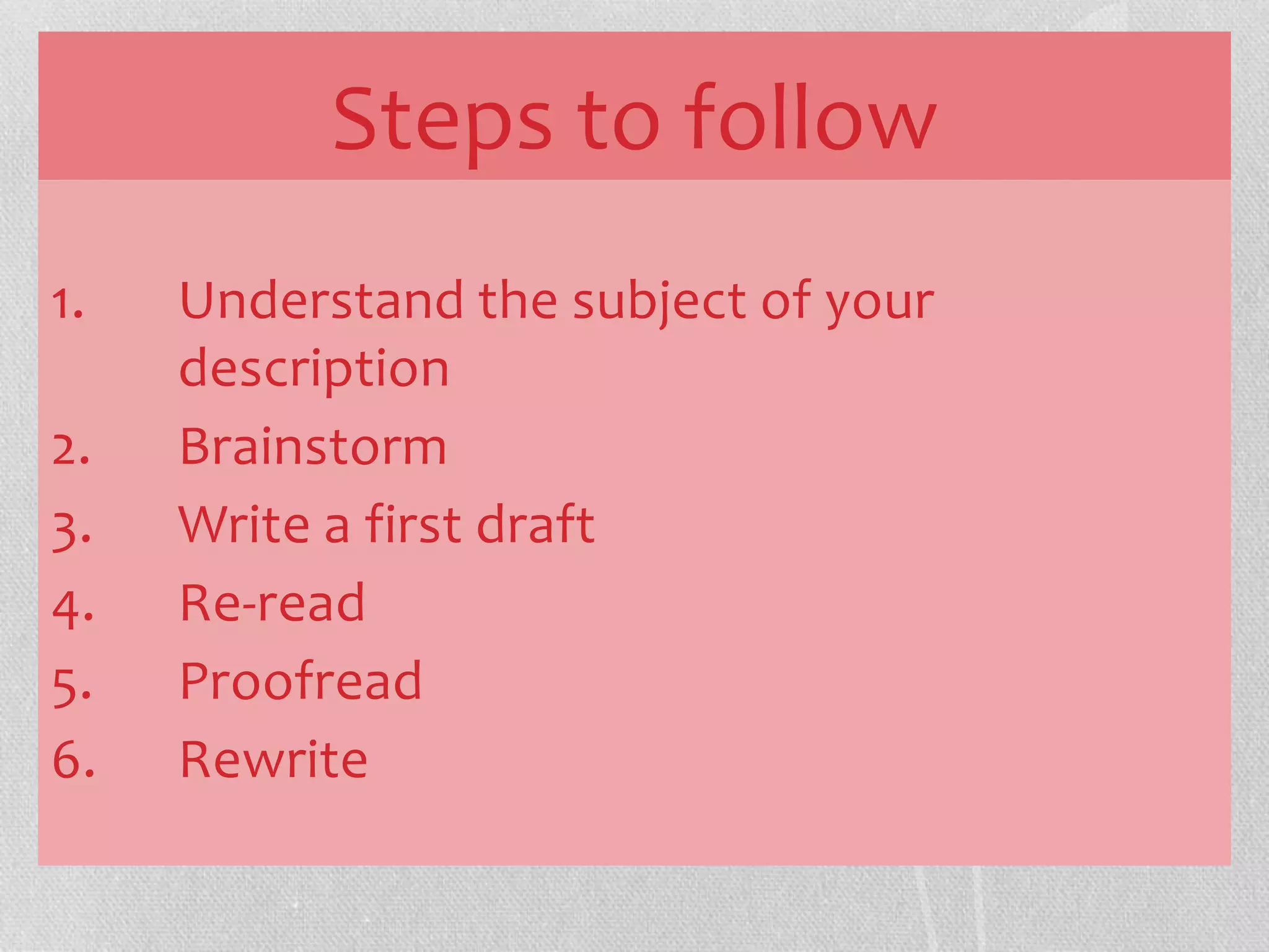 Descriptive writing ppt | PPTX