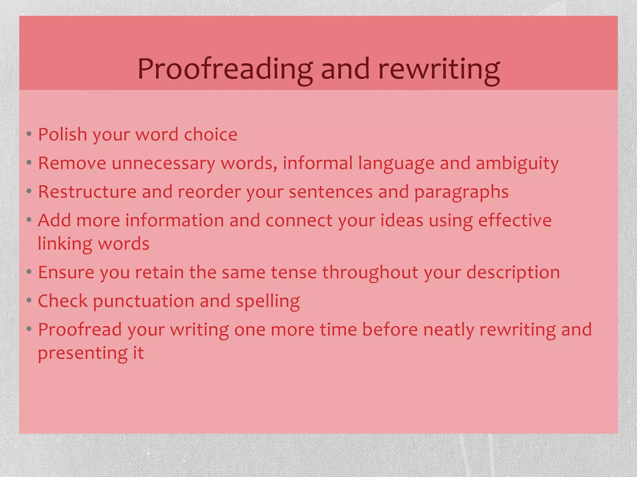 Descriptive writing ppt | PPTX