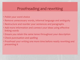 Descriptive writing ppt | PPTX