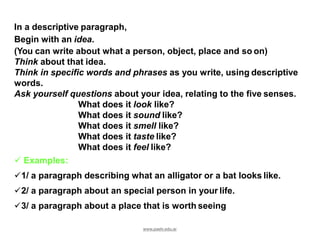 Descriptive Writing PPT with creative visualization. | PPT