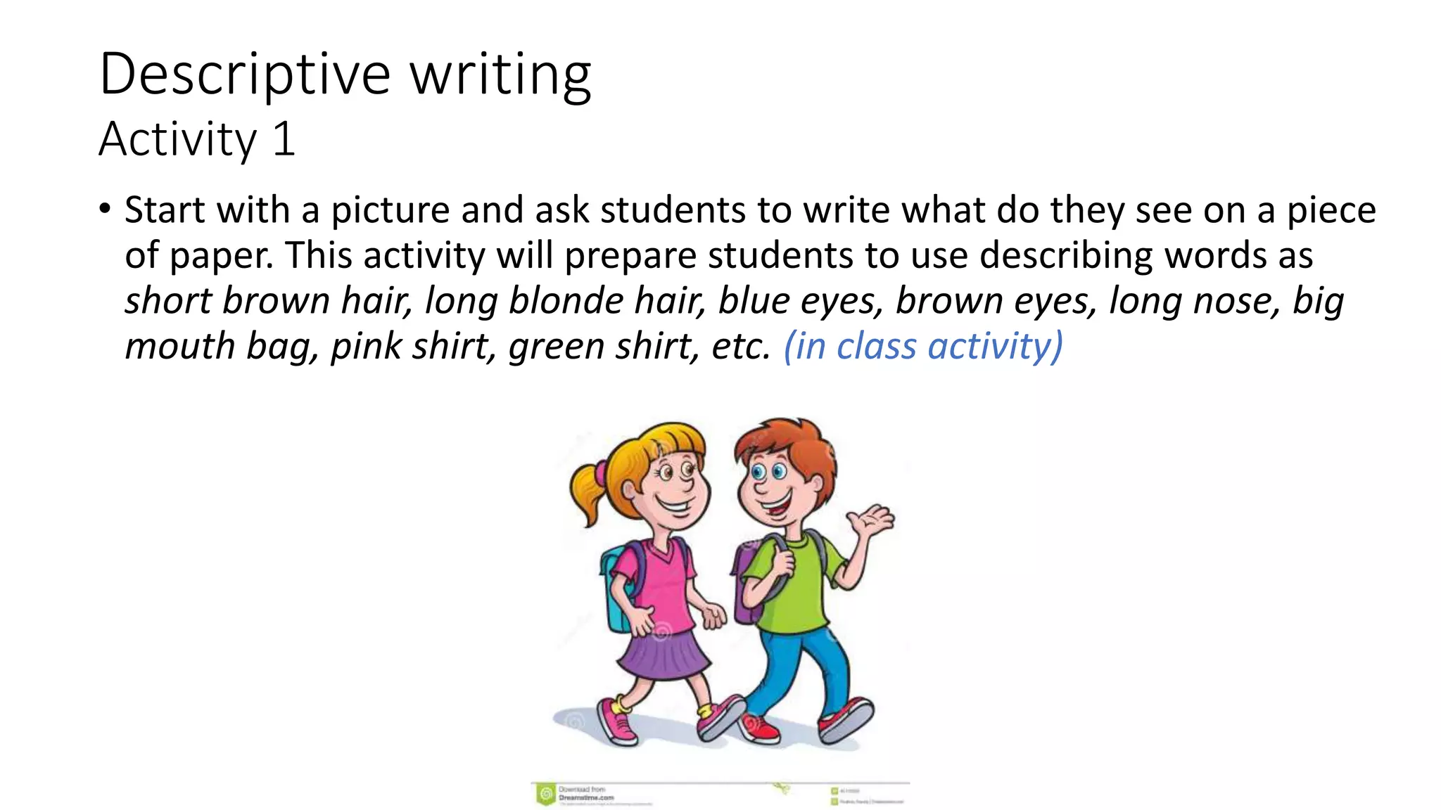 Descriptive writing storyboard | PPT