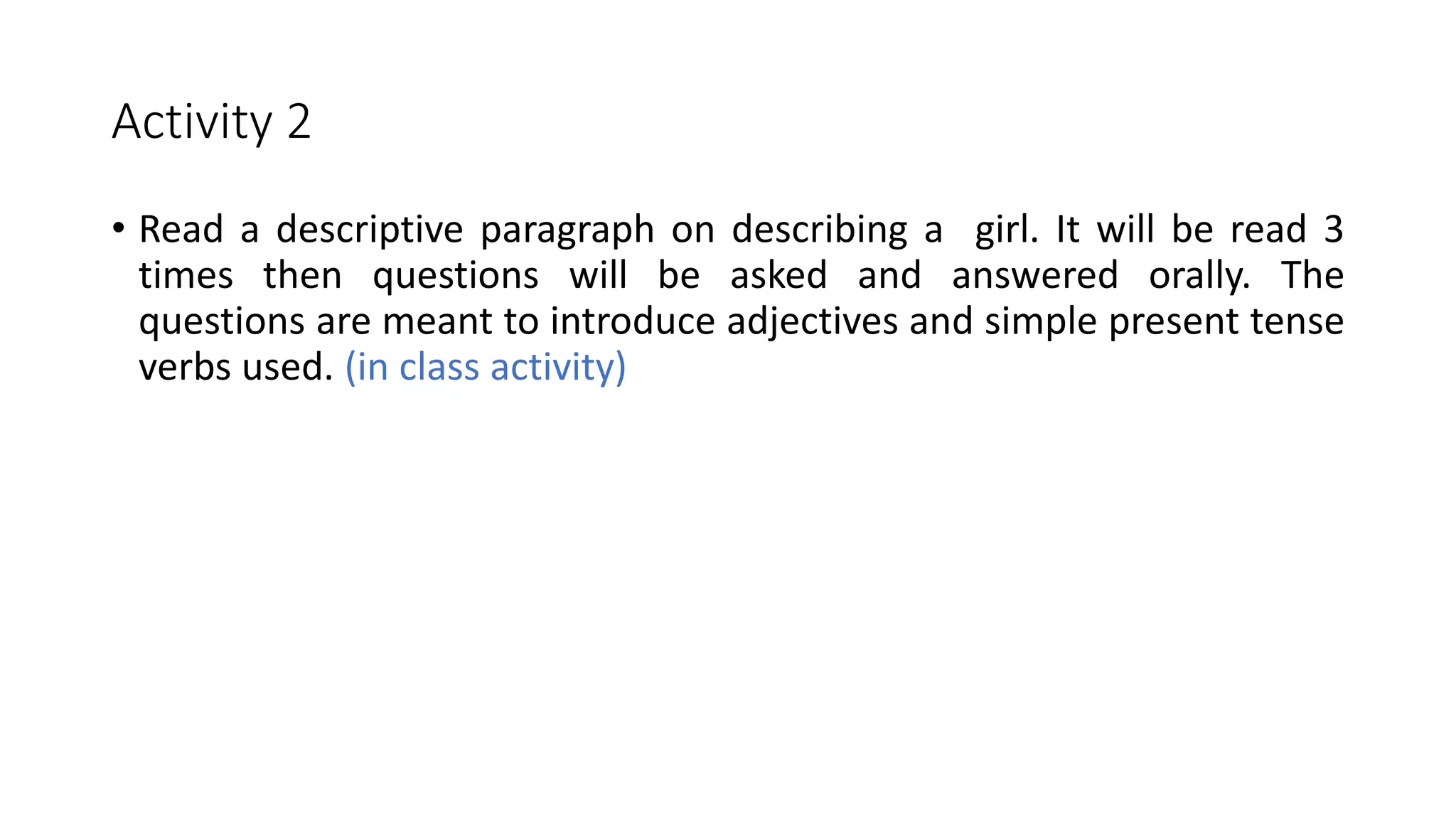 Descriptive writing storyboard | PPT