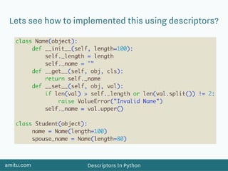 Descriptors In Python | PPT