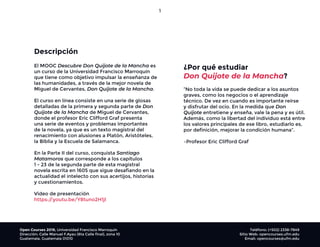 MOOC Descubre Don Quijote de la Mancha Parte 2 Capítulos 1 al 23 | PDF