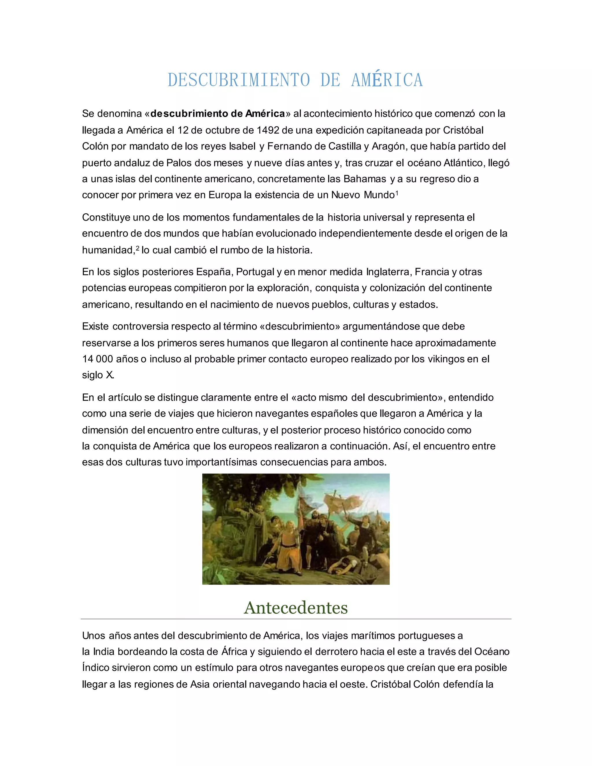 Descubrimiento de américa | DOCX