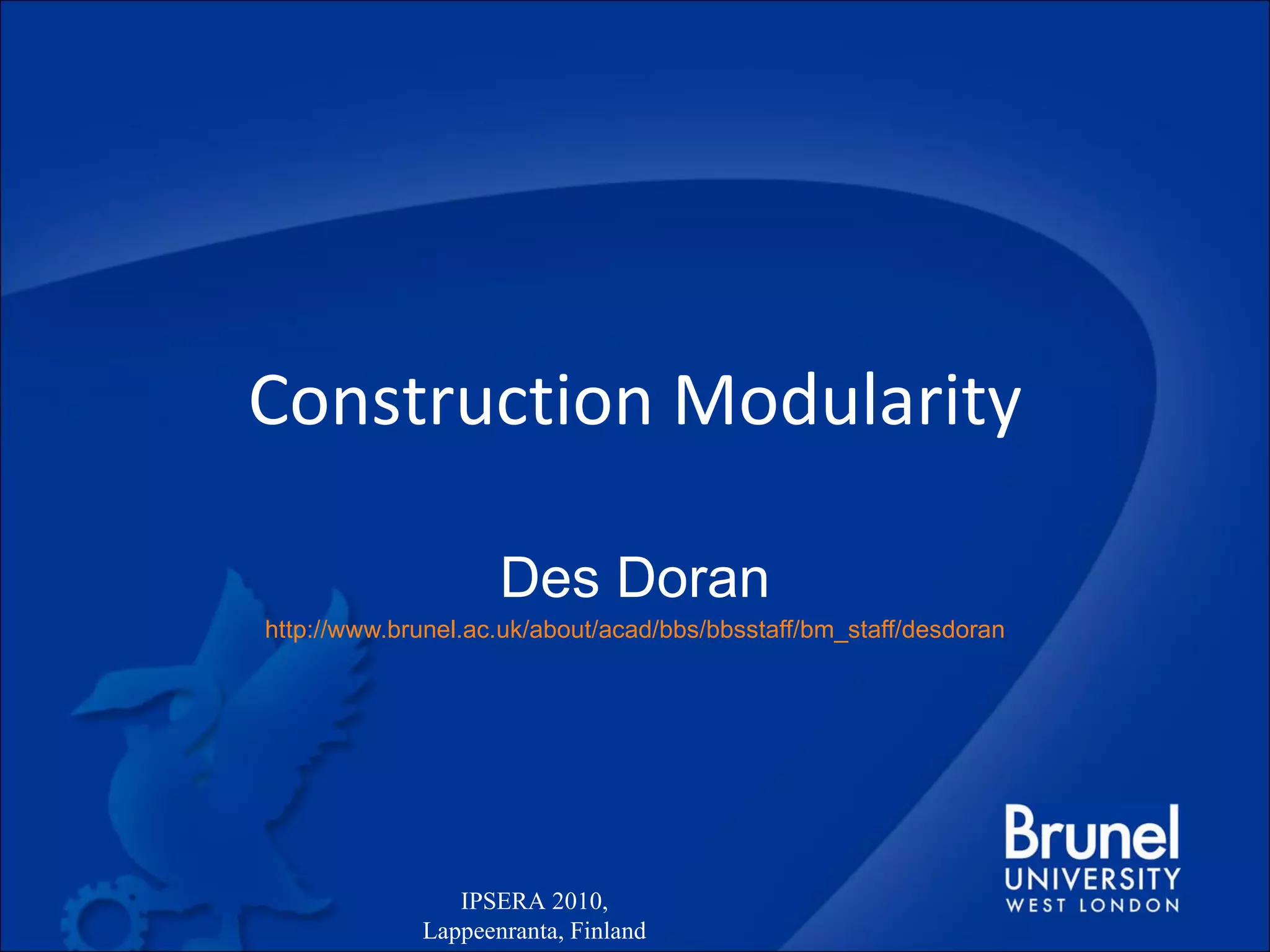 Supply Chain Modularity | PPT | Construction Industry | Industries