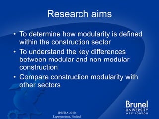 Supply Chain Modularity | PPT | Construction Industry | Industries
